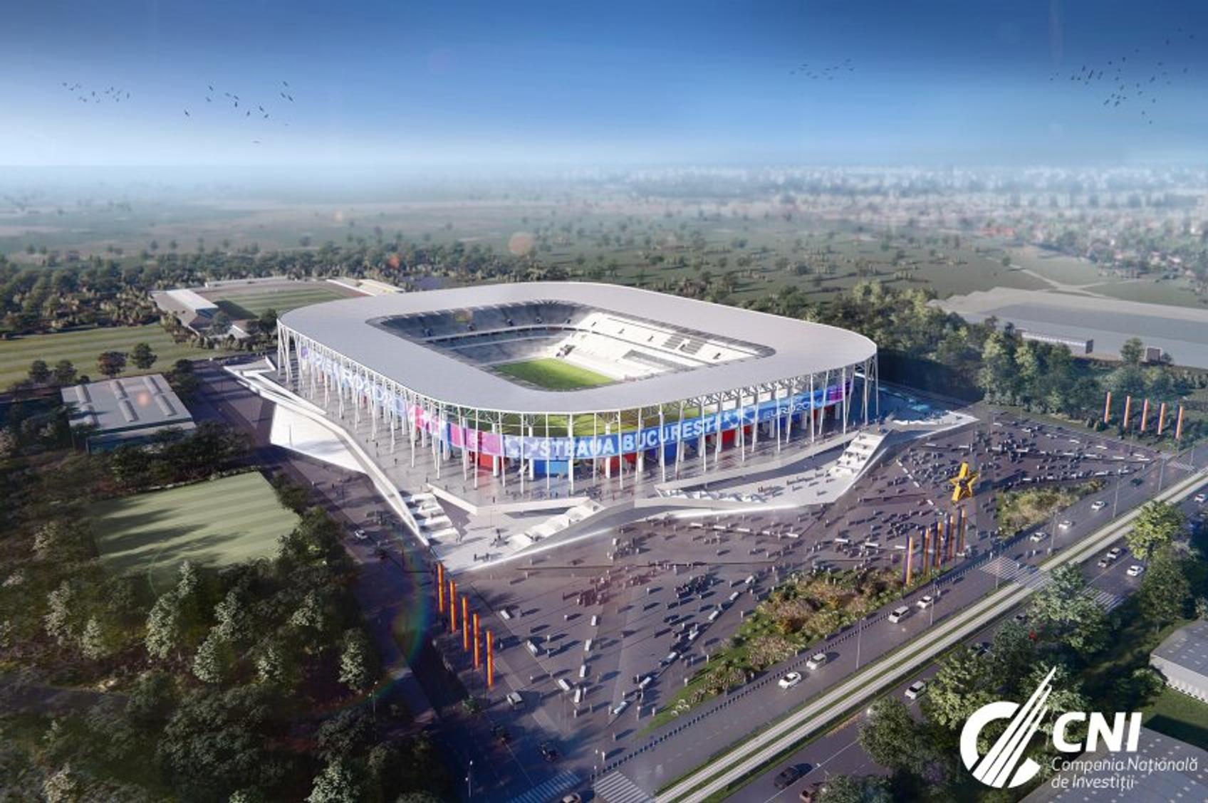 A fost pusă în funcțiune banda luminoasă din jurul noului stadion ...